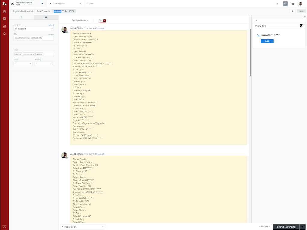 Twilio Flex App Integration with Zendesk Support